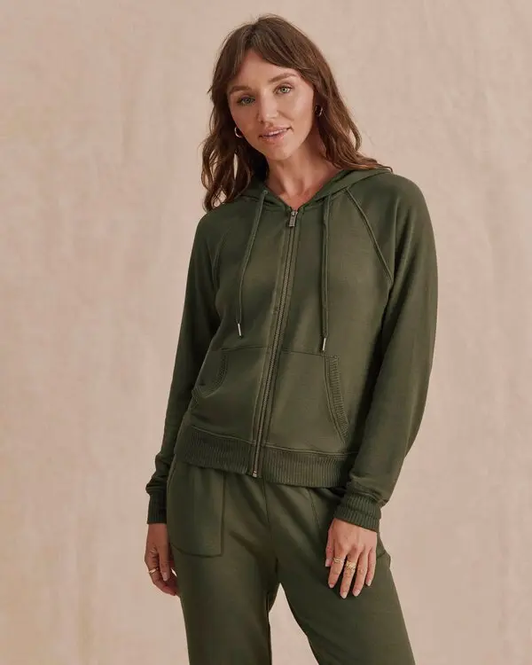 Splendid Supersoft Zip Up Hoodie - Pine