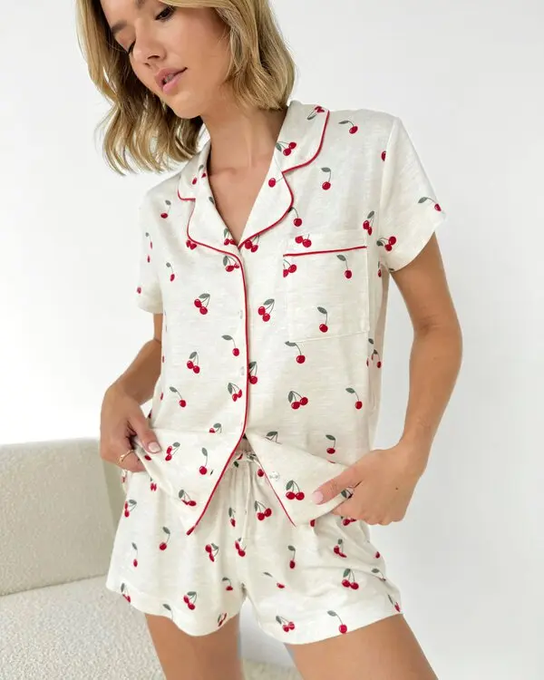 Splendid Flora Pillowsoft Short Set - Cherry Toss