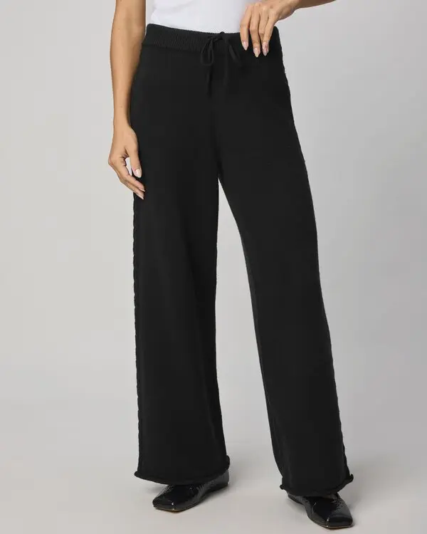 Splendid The Jet Set Sweater Pant Wide Leg Knit Trousers With Drawstring Waist