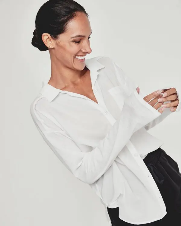 Splendid Paige Shirt Woven Front With Knit Sleeves - Black