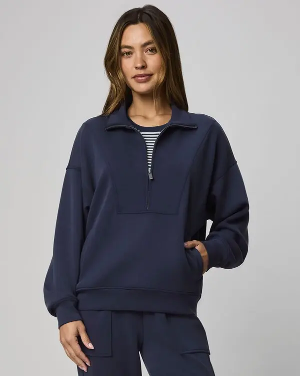 Splendid Scubasoft Quarter-zip Sweatshirt - Navy