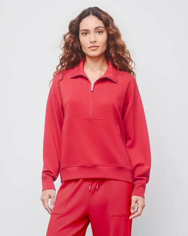 Splendid Scubasoft Quarter-zip Sweatshirt - Red Flash