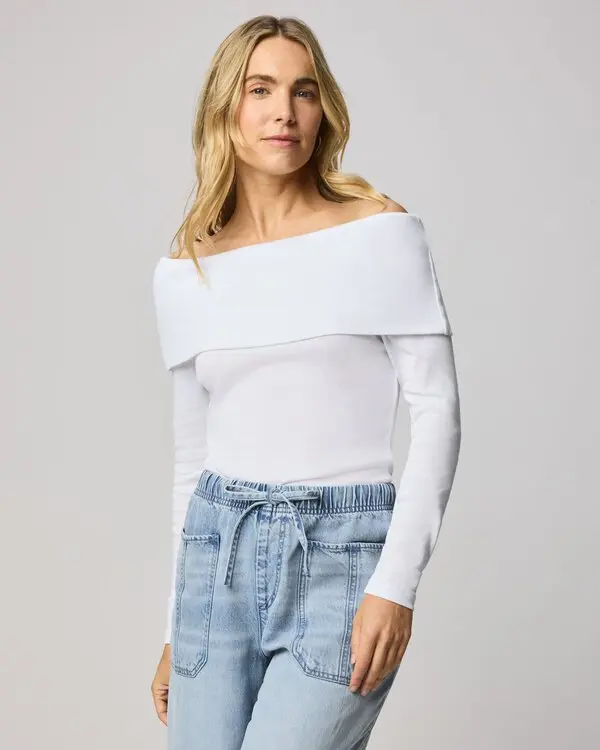 Splendid Josie Off-the-shoulder Top - Navy/white