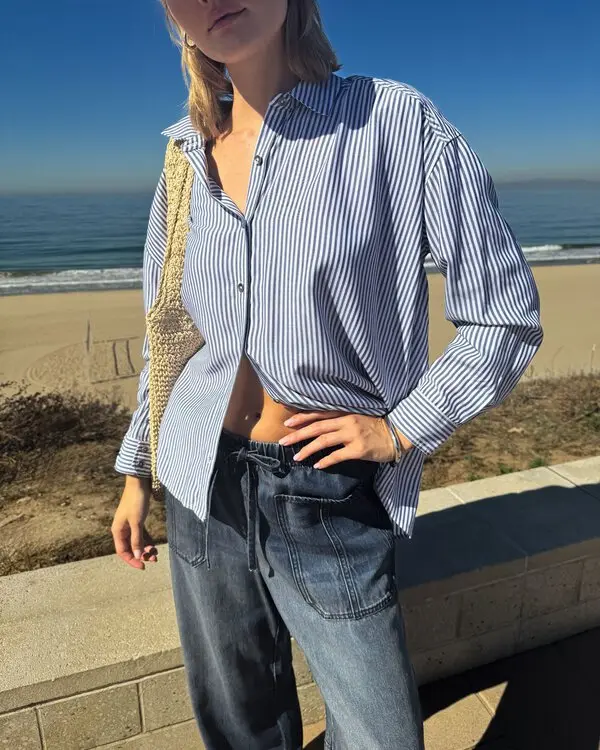 Splendid Ella Stripe Button-down Shirt - Navy/white