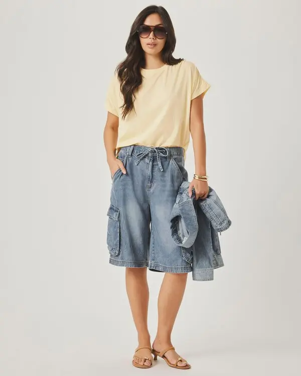Splendid Lounge Denim Cargo Shorts - White