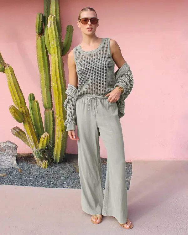 Splendid Valerie Linen Wide Leg Pants - Wicker