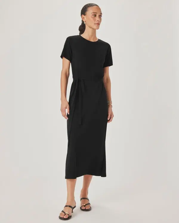 Splendid Keegan Tie-waist Slub Jersey Midi Dress - Eucalyptus