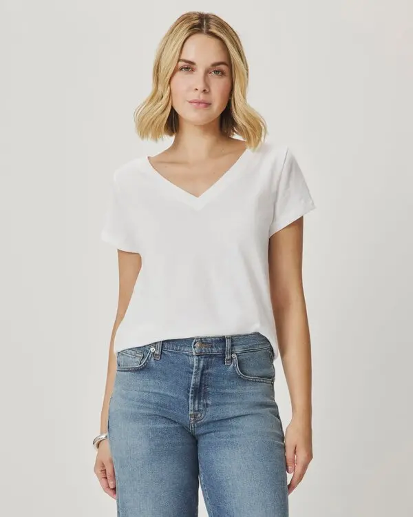 Splendid Lila V-neck Cap Sleeve Tee In Climate Beneficial™ Verified Cotton - Navy