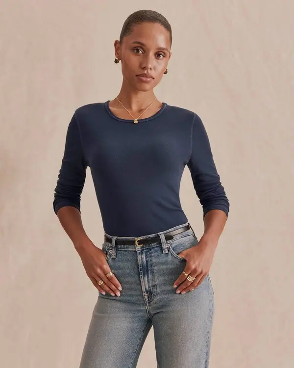 Splendid Classic Long Sleeve Crewneck Tee - Java