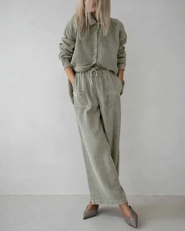 Splendid Ava Gauze Wide Leg Cropped Pants