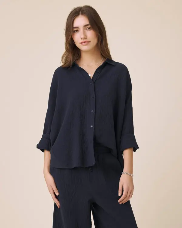 Splendid Ava Gauze Button-down Shirt