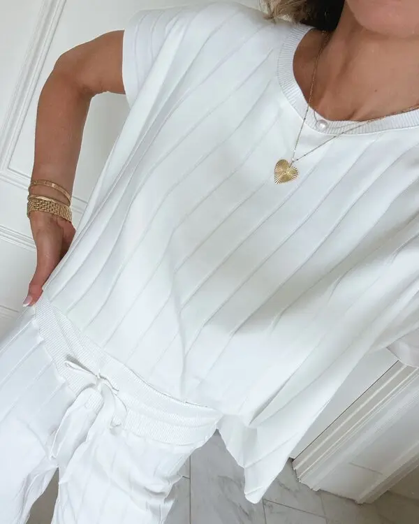 Splendid X @cellajaneblog Wide Rib Crew Neck Top - White
