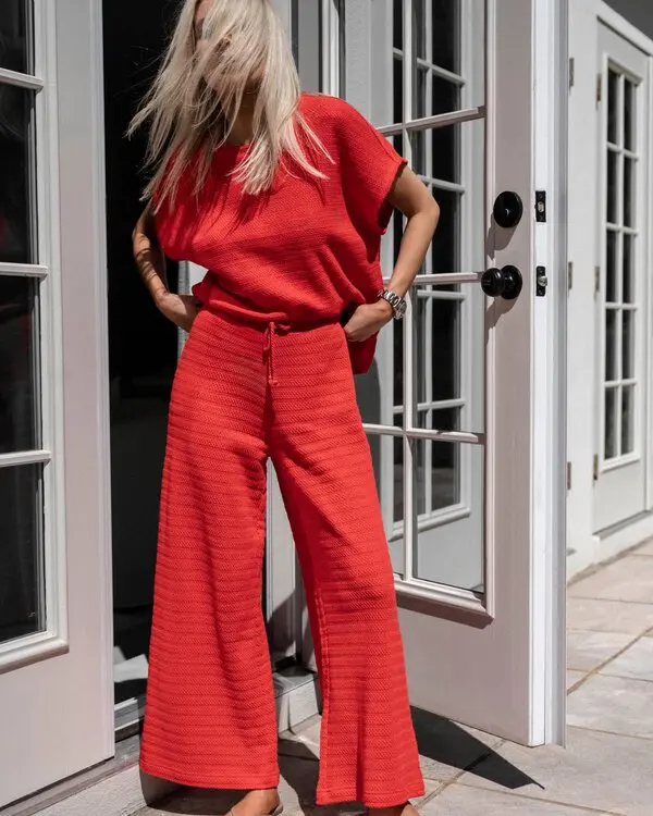 Splendid Marisol Textured Knit Cropped Pants - Firework
