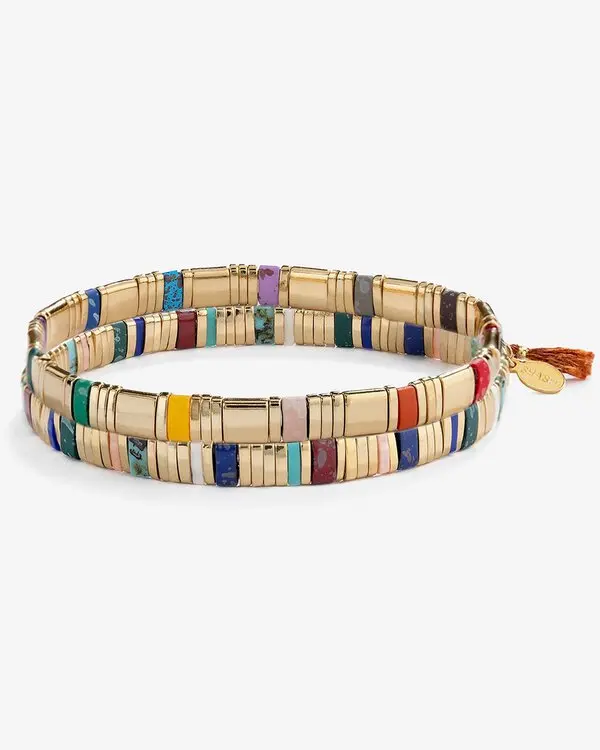 Splendid Shashi "tilu" Beaded Bracelet Set With Tassel Detail - Multi