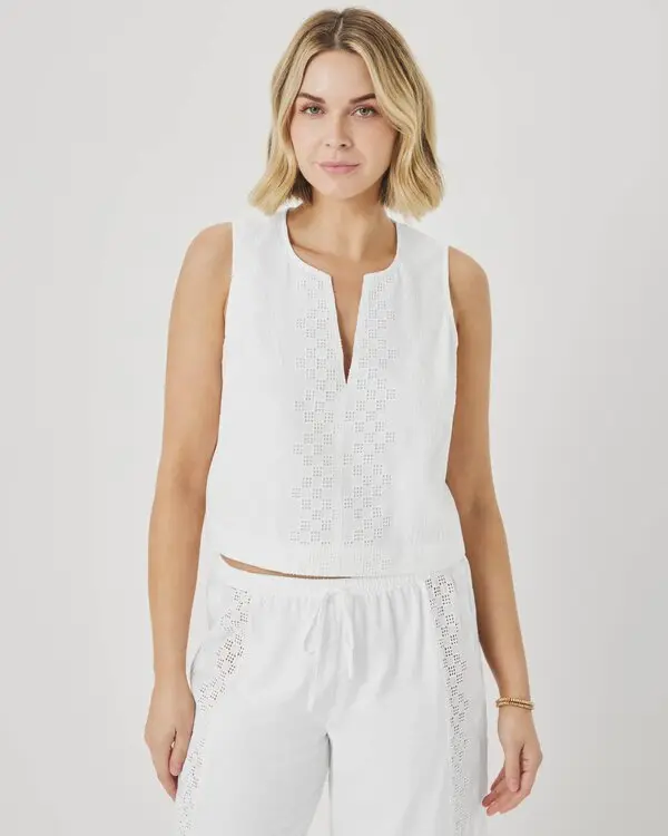 Splendid Kenzie Eyelet Tank - Lead