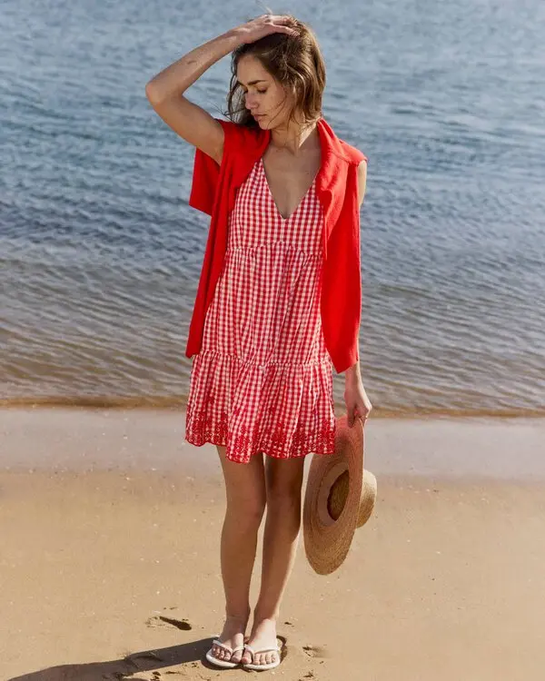 Splendid Gigi Gingham Mini Dress - Firework/white