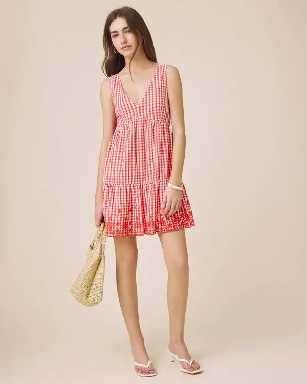Splendid Gigi Gingham Mini Dress - Firework/white