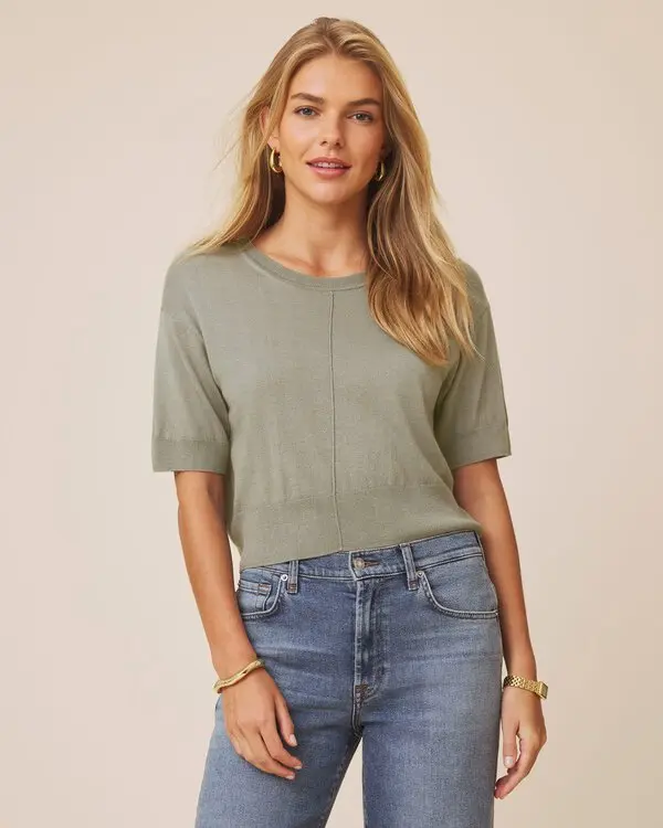 Splendid Erica Short Sleeve Sweater - Navy