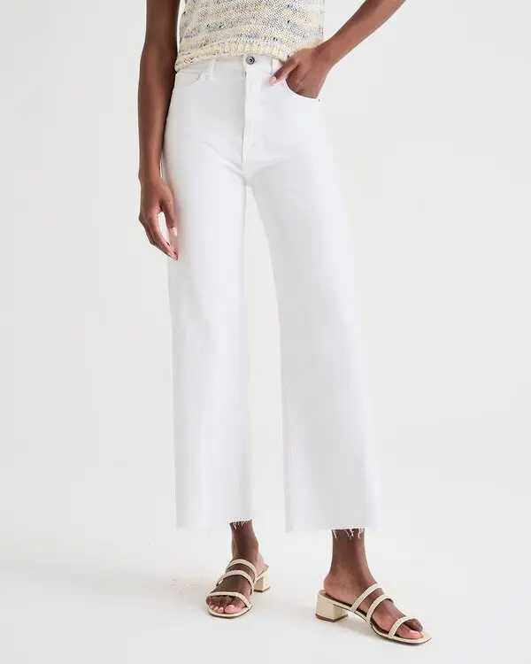 Splendid High Waist Wide Crop Jean - White