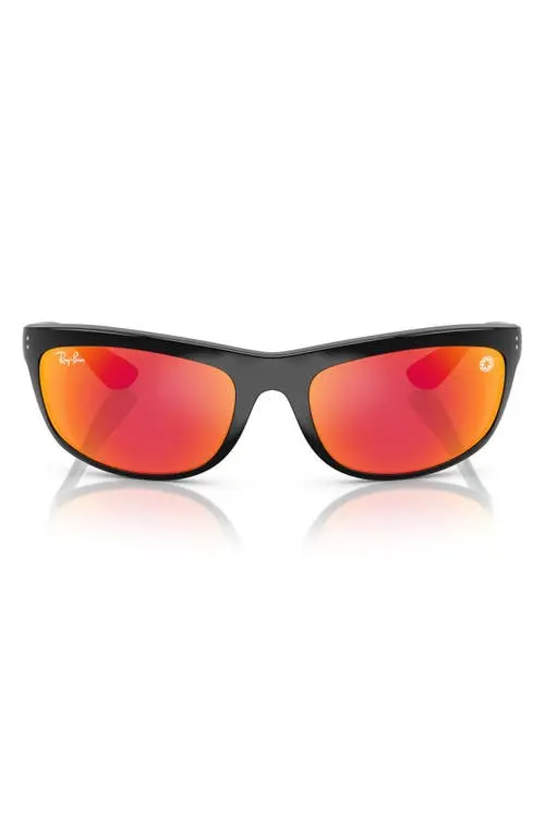 Ray-ban Balorama Oversize Sunglasses - Black/grey Mirror Red