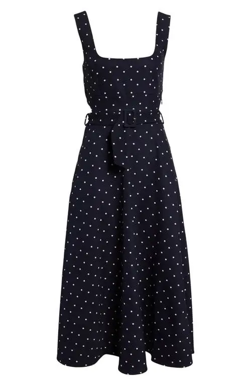 REISS Orielle Polka Dot Midi Dress