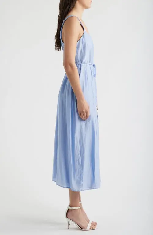 CIEBON Claudia Tie Waist Midi Dress - Blue