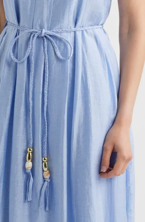CIEBON Claudia Tie Waist Midi Dress - Blue