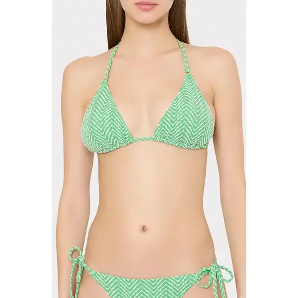 MILLY Chevron Triangle Bikini Top - Green