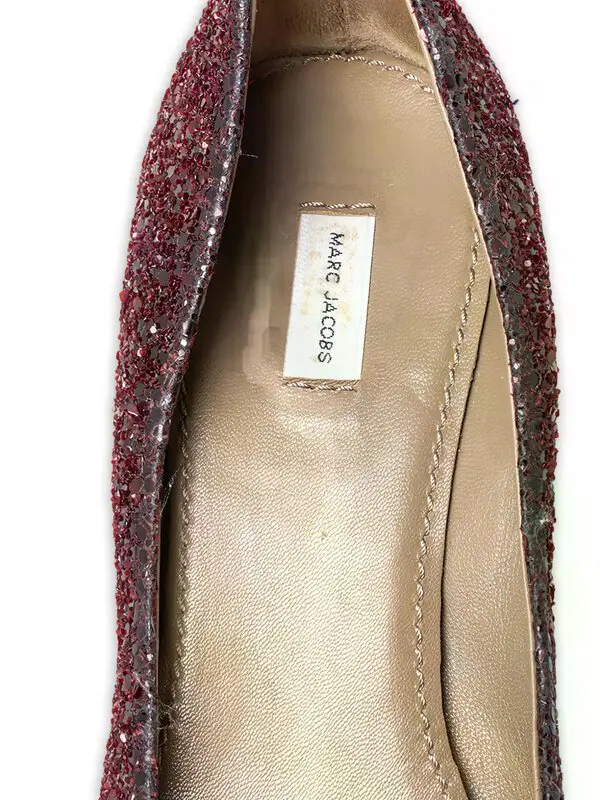 Marc Jacobs Burgundy Glitter Bow Detail Pumps