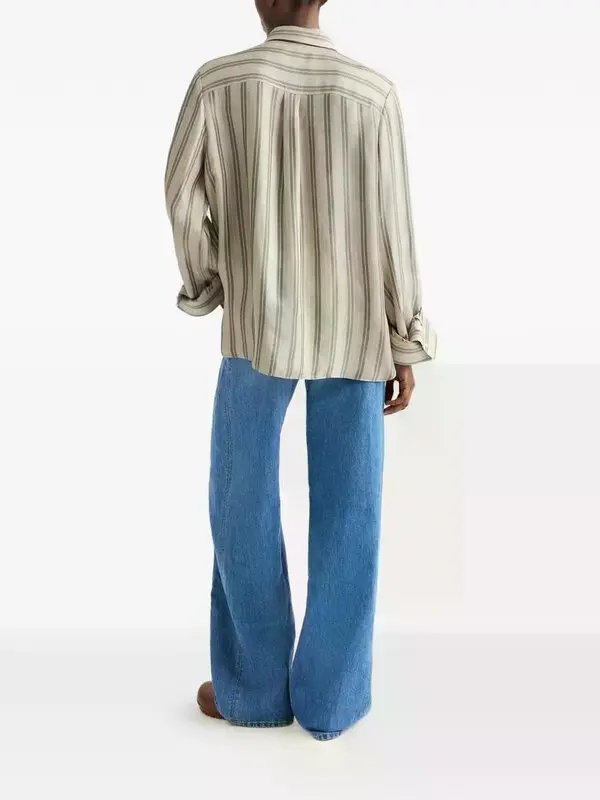 TWP Vertical Stripe Chest Pocket Shirt