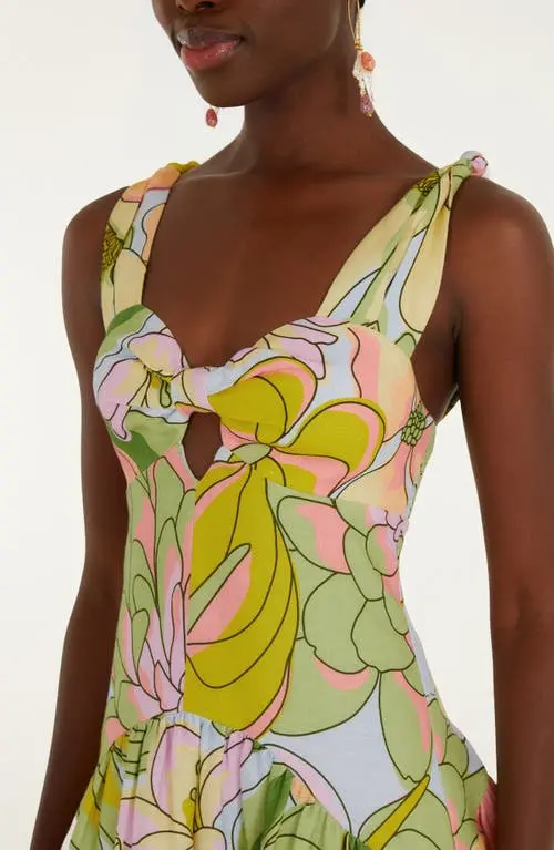 Farm Rio Spring Affair Floral Print Linen Minidress