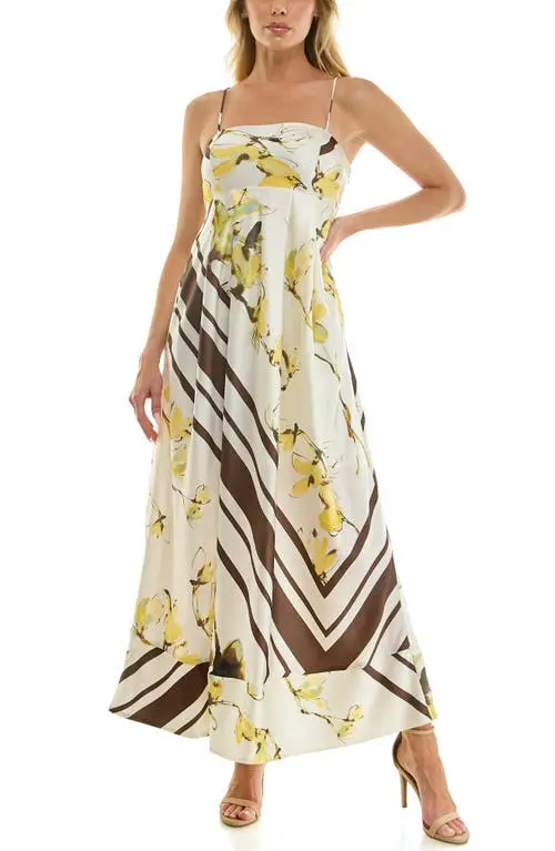 SOCIALITE Sleeveless Printed Maxi Dress - Ivory/brown