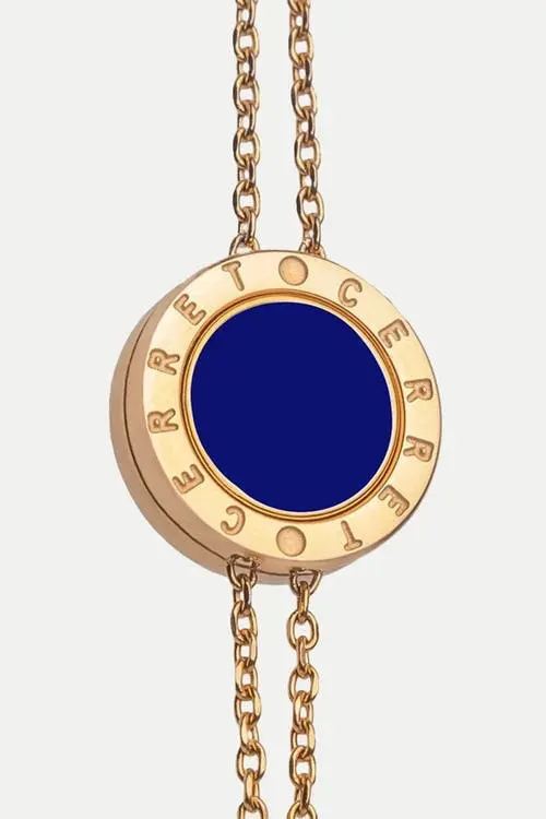 CERRET Double Chain Safety Bracelet With Sapphire Enamel - 24k Gold Plated