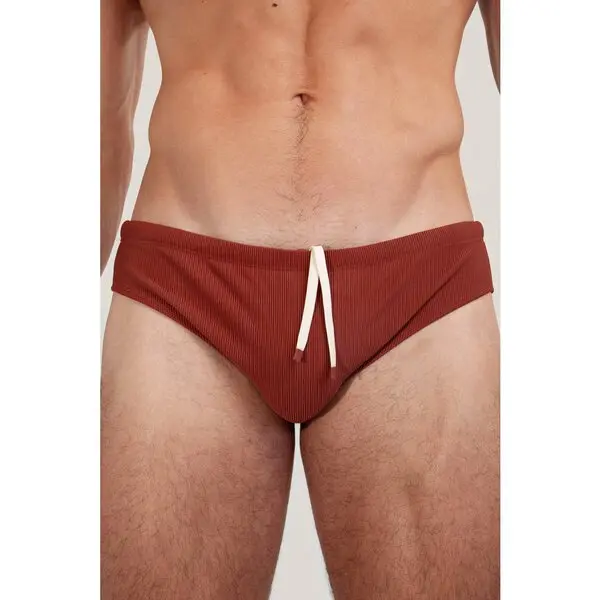 GOODPARK Dune Modern Ribbed Stretch Swim Brief - Rust