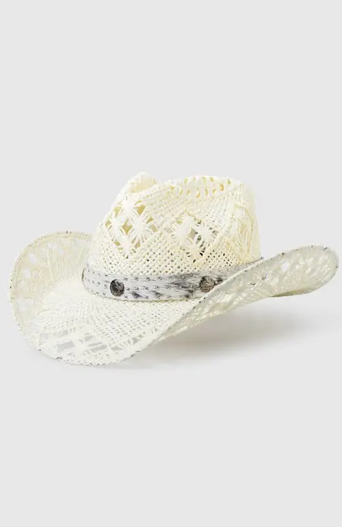 MANELA Handwoven Straw Sun Hat - White/gray