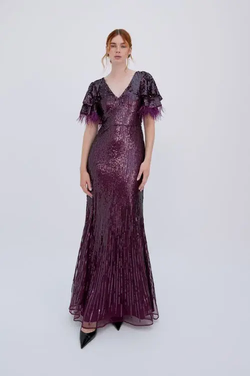 RAISHMA Selene Burgundy Gown - Purple