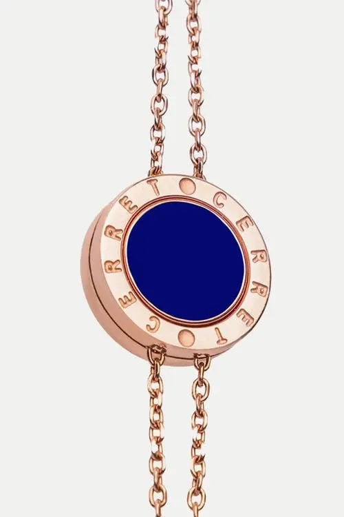 CERRET Plated Double Chain Safety Bracelet With Sapphire Enamel - Rose Gold