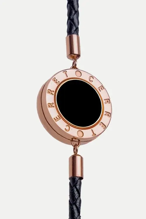 CERRET Plated Leather And Enamel Safety Bracelet - Rose Gold