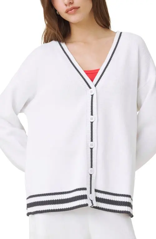 Splendid Catch Of The Day' Cardigan - White/navy Blue/multi