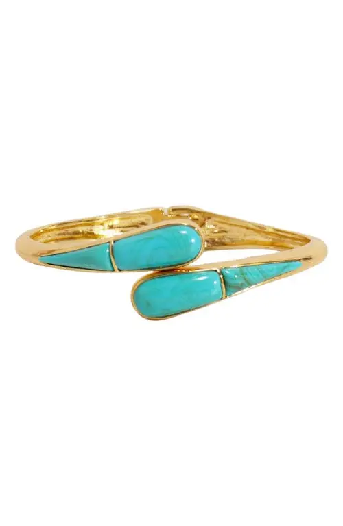 PETIT MOMENTS Thin Livorno Stone Wrap Cuff Bracelet - Gold/turquoise