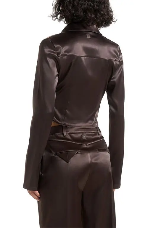 Manière De Voir Maniere De Voir Satin Cowl Neck Shirt With Chain Detail