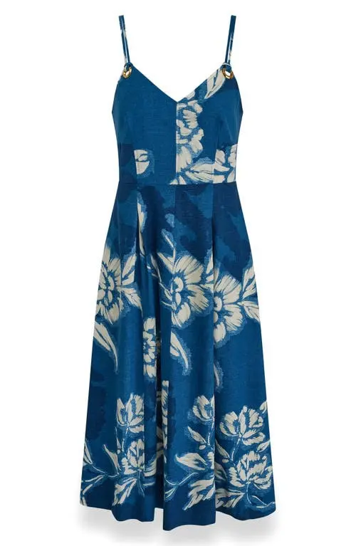 Donna Karan New York Sleeveless Floral Print Midi Dress
