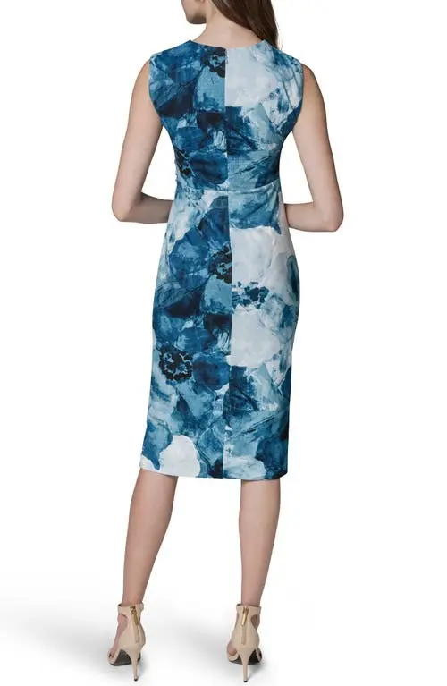 Donna Karan New York Floral Gathered Waist Midi Dress