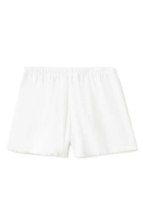 Mango Cotton Pointelle Pajama Shorts - White