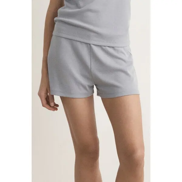 Mango Textured Pajama Shorts - Grey