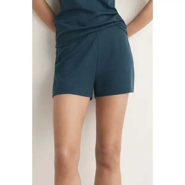 Mango Textured Pajama Shorts - Navy