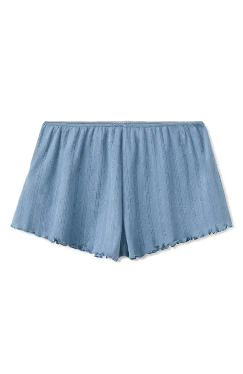 Mango Pointelle Pajama Shorts - Indigo Blue