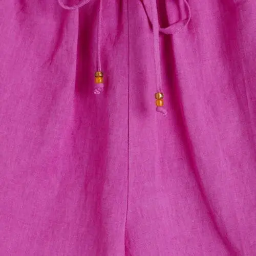Chinti & Parker Linen-blend Scallop Edge Shorts - Magenta