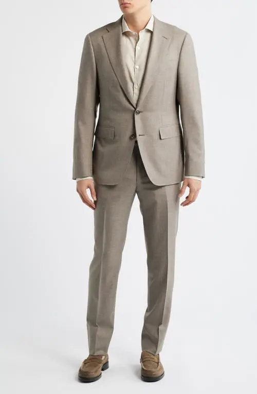 Canali Capri Trim Fit Mélange Super 150s Wool Suit - Light Brown