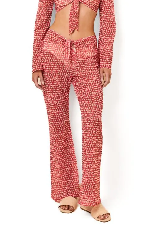 Solid & Striped Dolly Tie Front Sheer Cover-up Pants - Shell Print